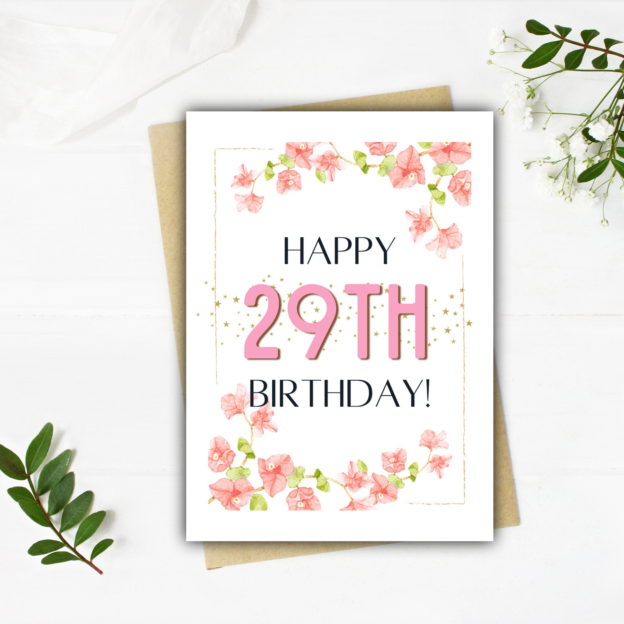 29th Birthday Card 29th Birthday DIGITAL DOWNLOAD 29th - Etsy