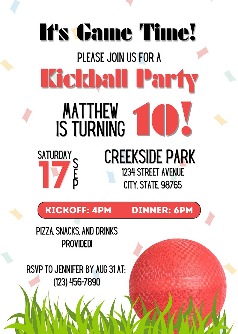 Kickball Party Invitation | Kickball Birthday Invitation | Kickball ...
