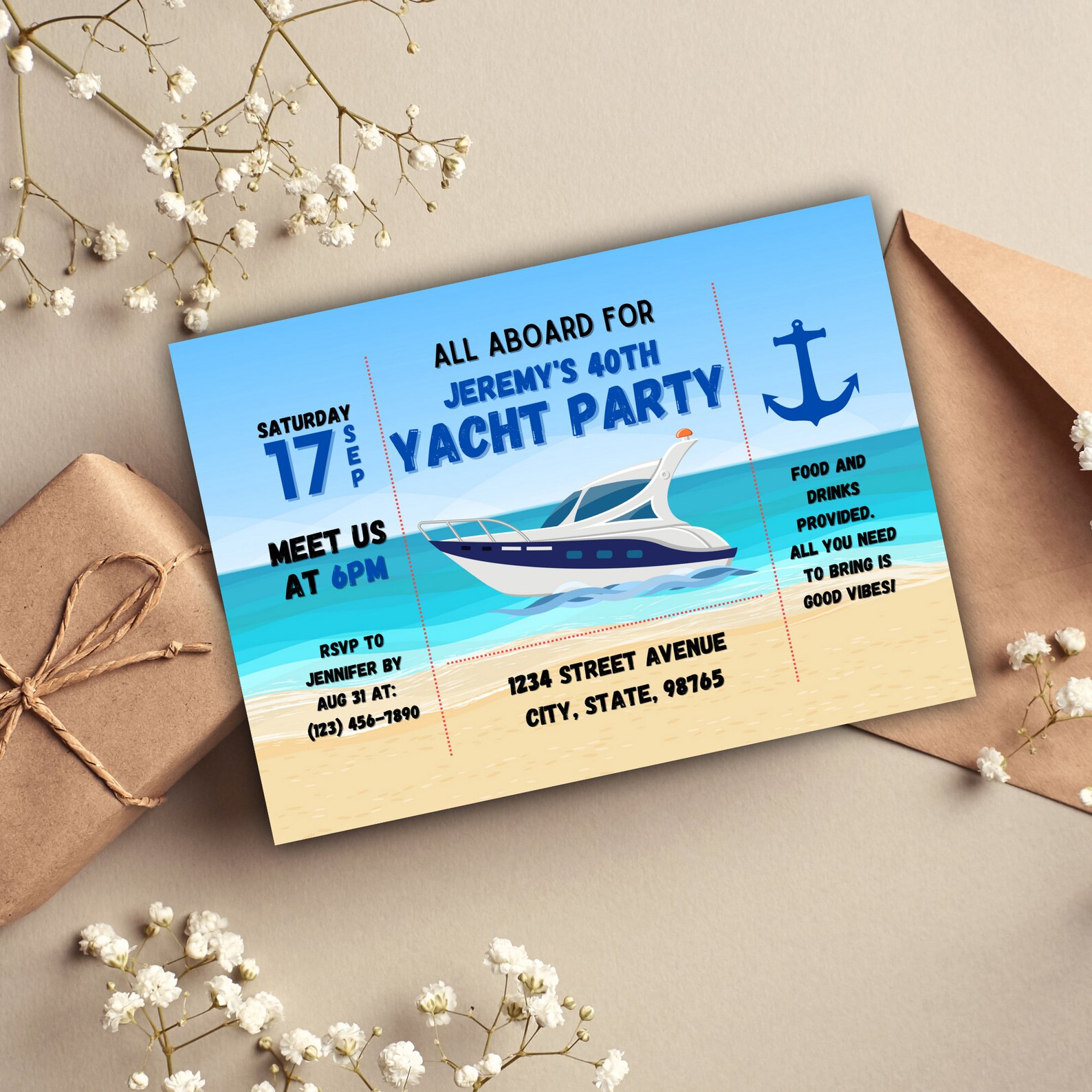 Yacht Birthday Party Invitation TEMPLATE | Yacht Party Invitation ...