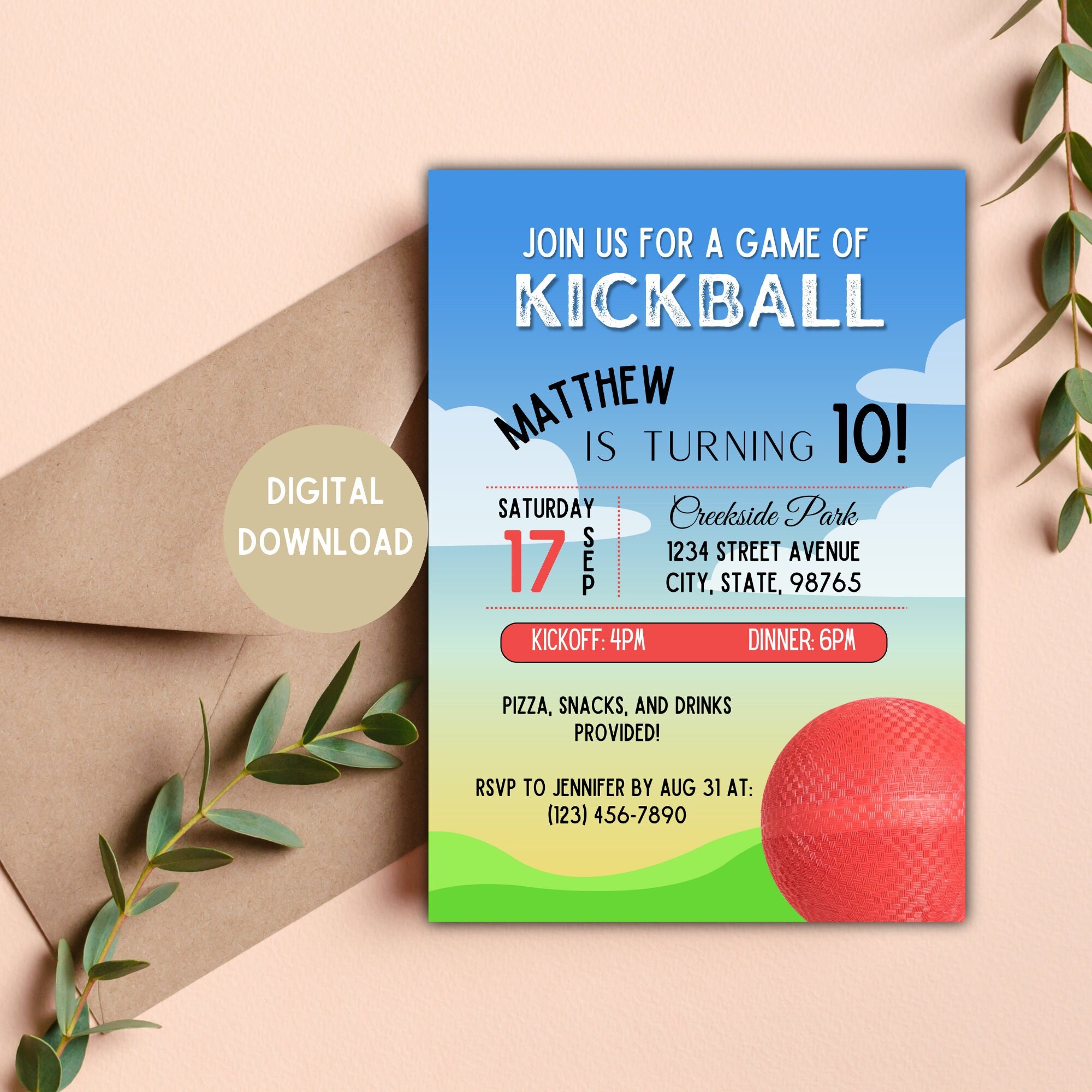 Kickball Party Invitation Kickball Party Kickball - Etsy