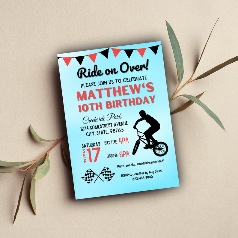 BMX Birthday Invite | BMX Invitation | Digital Download | Canva | Bmx ...