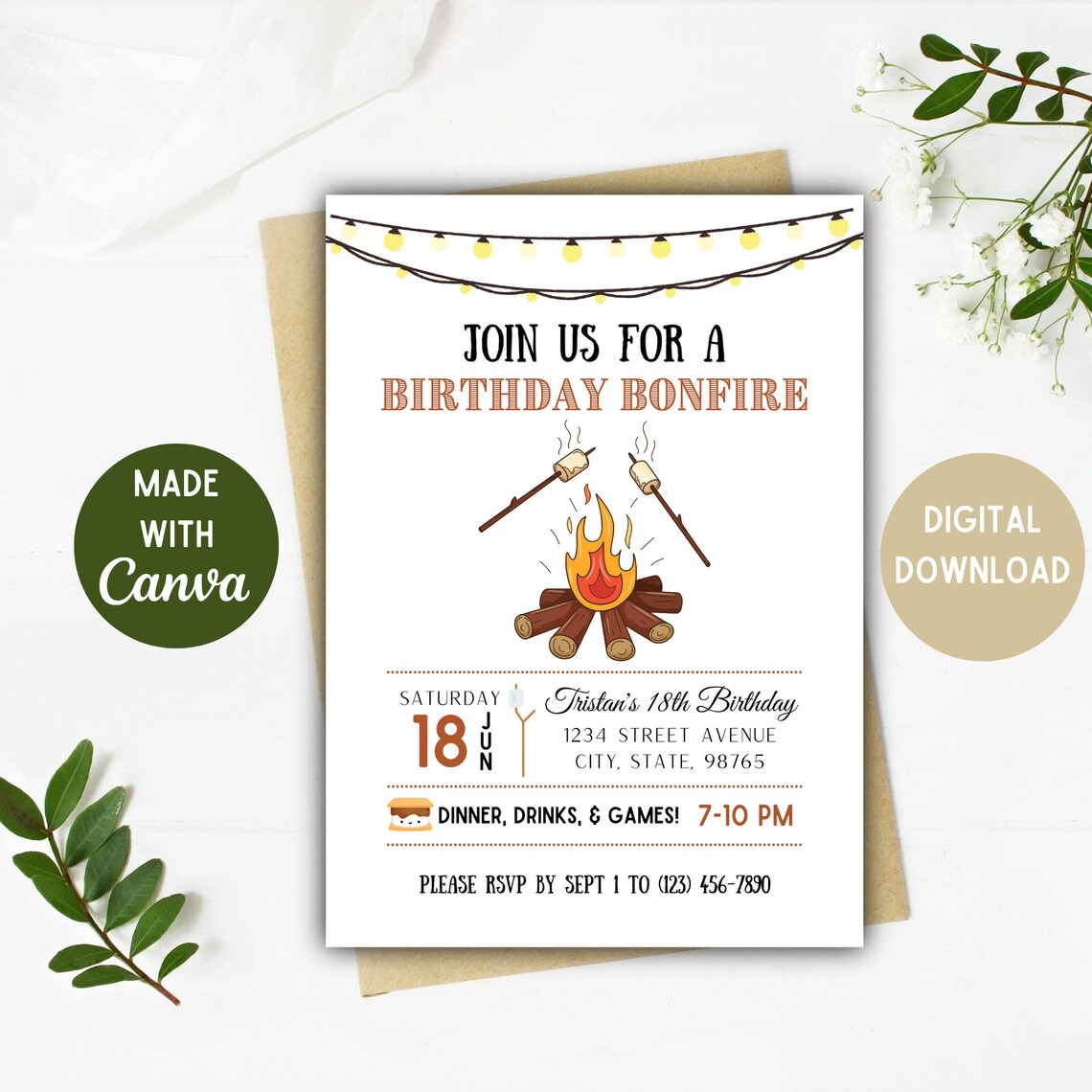 Bonfire Invitation | DIGITAL TEMPLATE | Bonfire Night | Booze and ...