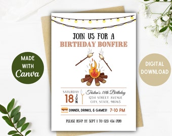 Bonfire Invitation DIGITAL TEMPLATE Bonfire Night Booze and Bonfires ...