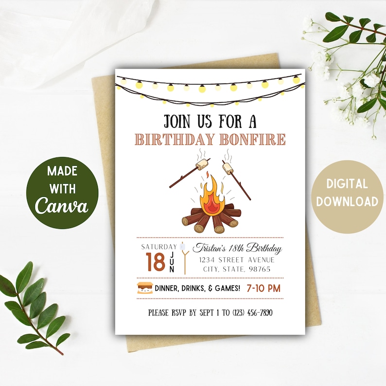 Bonfire Invitation | DIGITAL TEMPLATE | Bonfire Night | Booze and ...