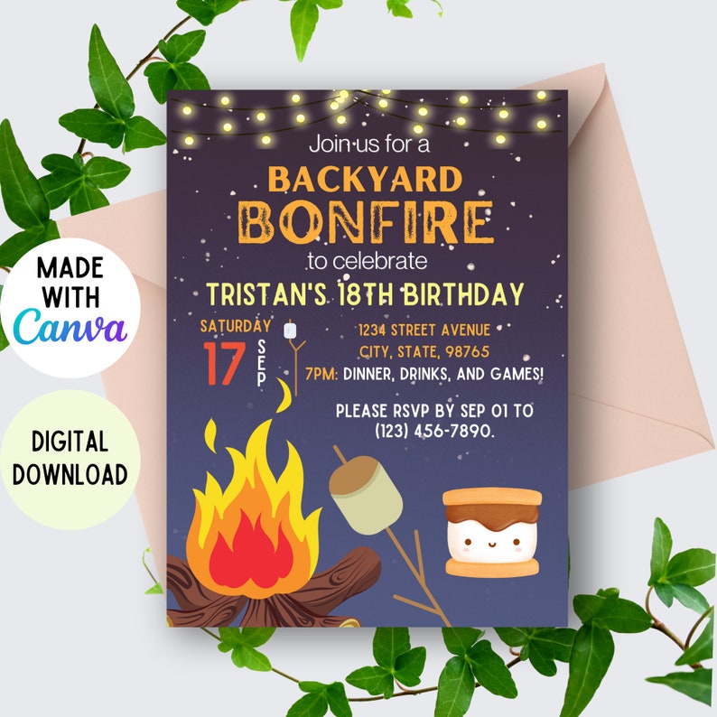 Bonfire Invitation DIGITAL TEMPLATE Bonfire Night Booze and Bonfires ...