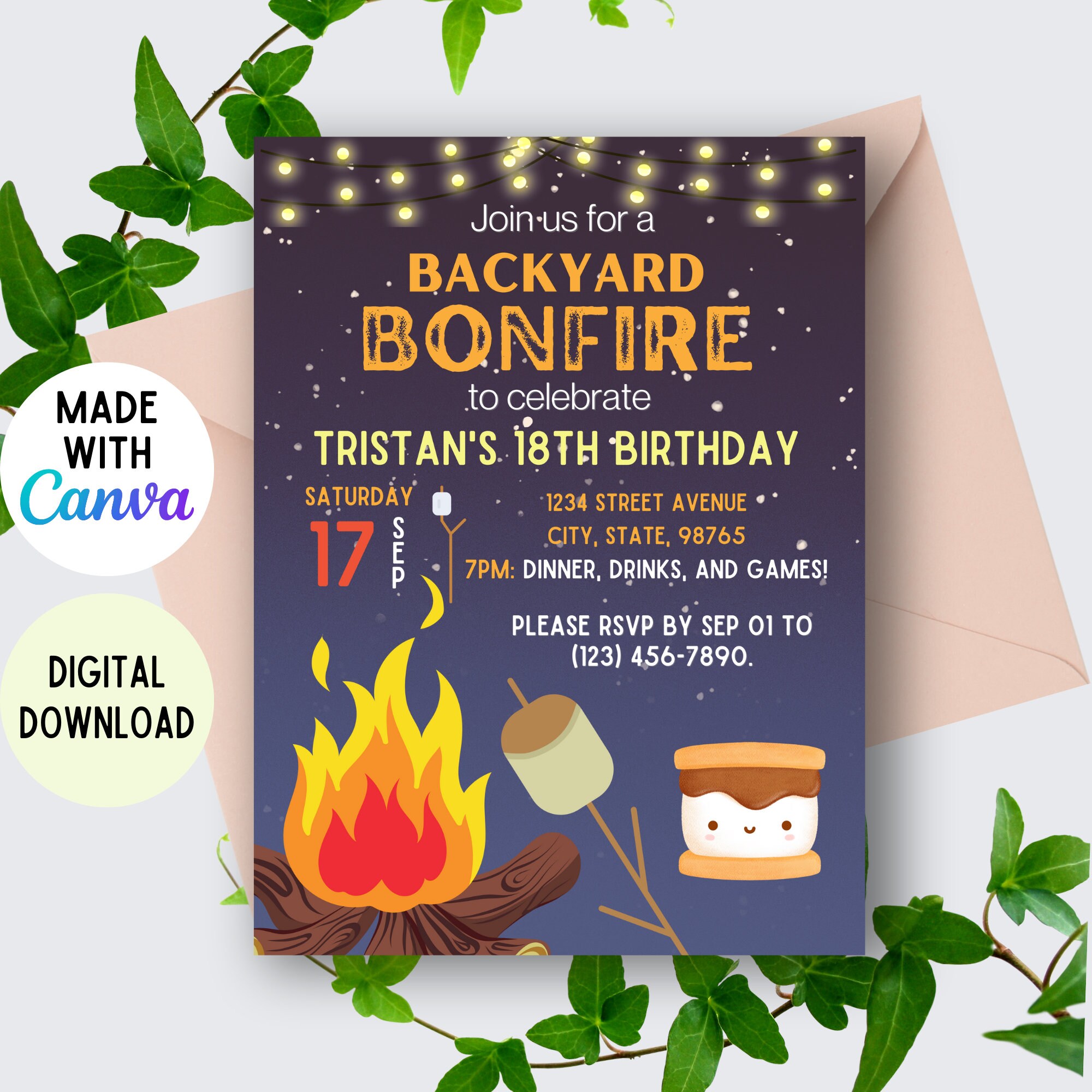 Bonfire Invitation DIGITAL TEMPLATE Bonfire Night Booze and Bonfires ...