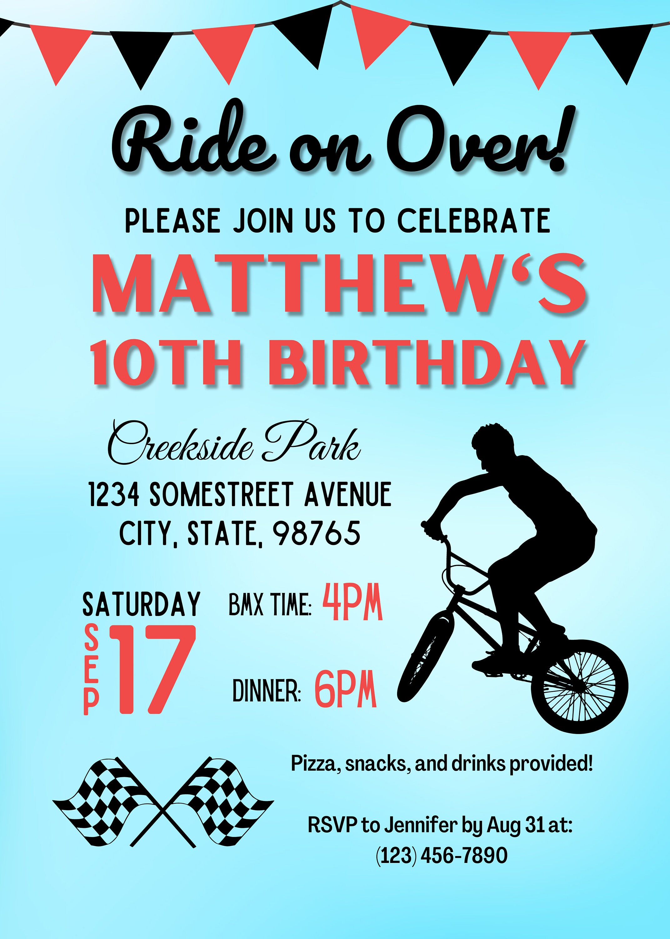 BMX Birthday Invite | BMX Invitation | Digital Download | Canva | Bmx ...