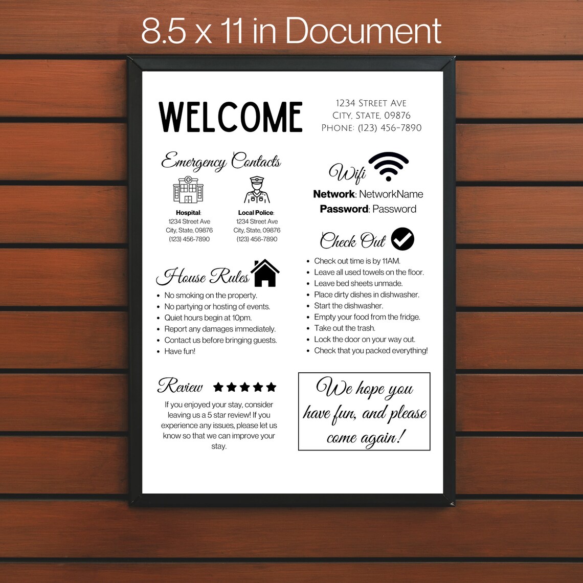 Airbnb Welcome, Welcome Sign, Airbnb, 1 Page Airbnb Welcome Sign ...