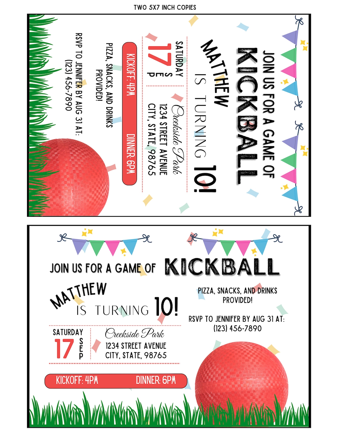 Kickball Party Invitation Kickball Party Kickball Digital Download 5x7 ...