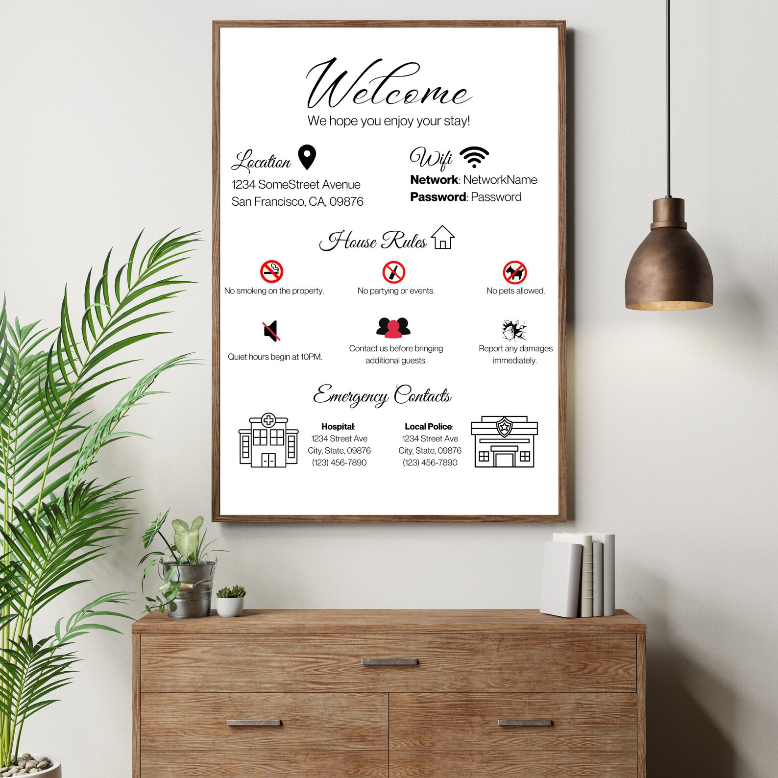 2 Page Airbnb Welcome, Welcome Sign, Airbnb, 2 Page Airbnb Welcome Sign, DIGITAL DOWNLOAD ...