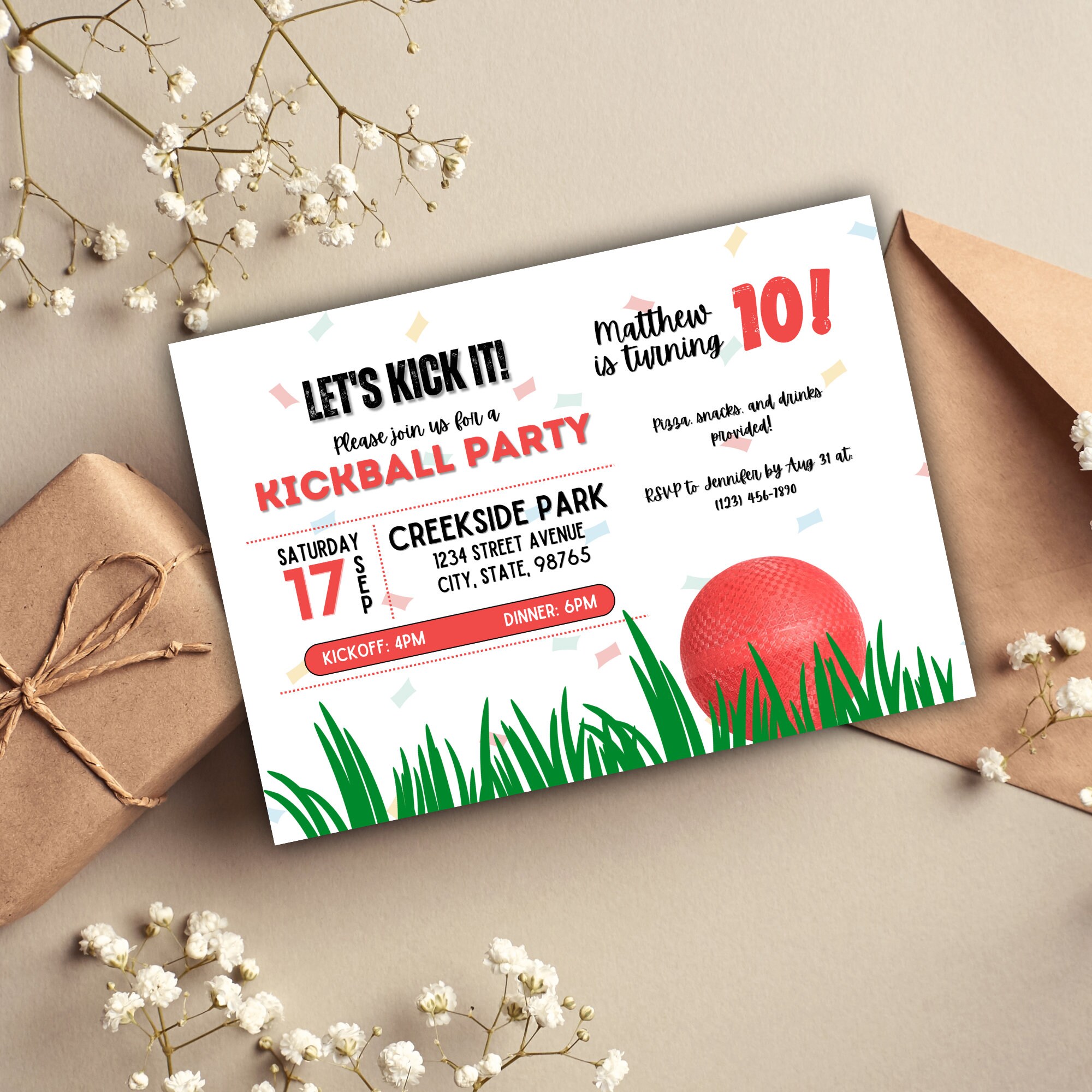 Kickball Party Invitation | Kickball Party | Kickball | Digital ...