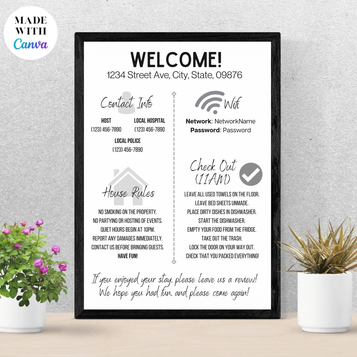Airbnb Welcome, Welcome Sign, Airbnb, 1 Page Airbnb Welcome Sign ...