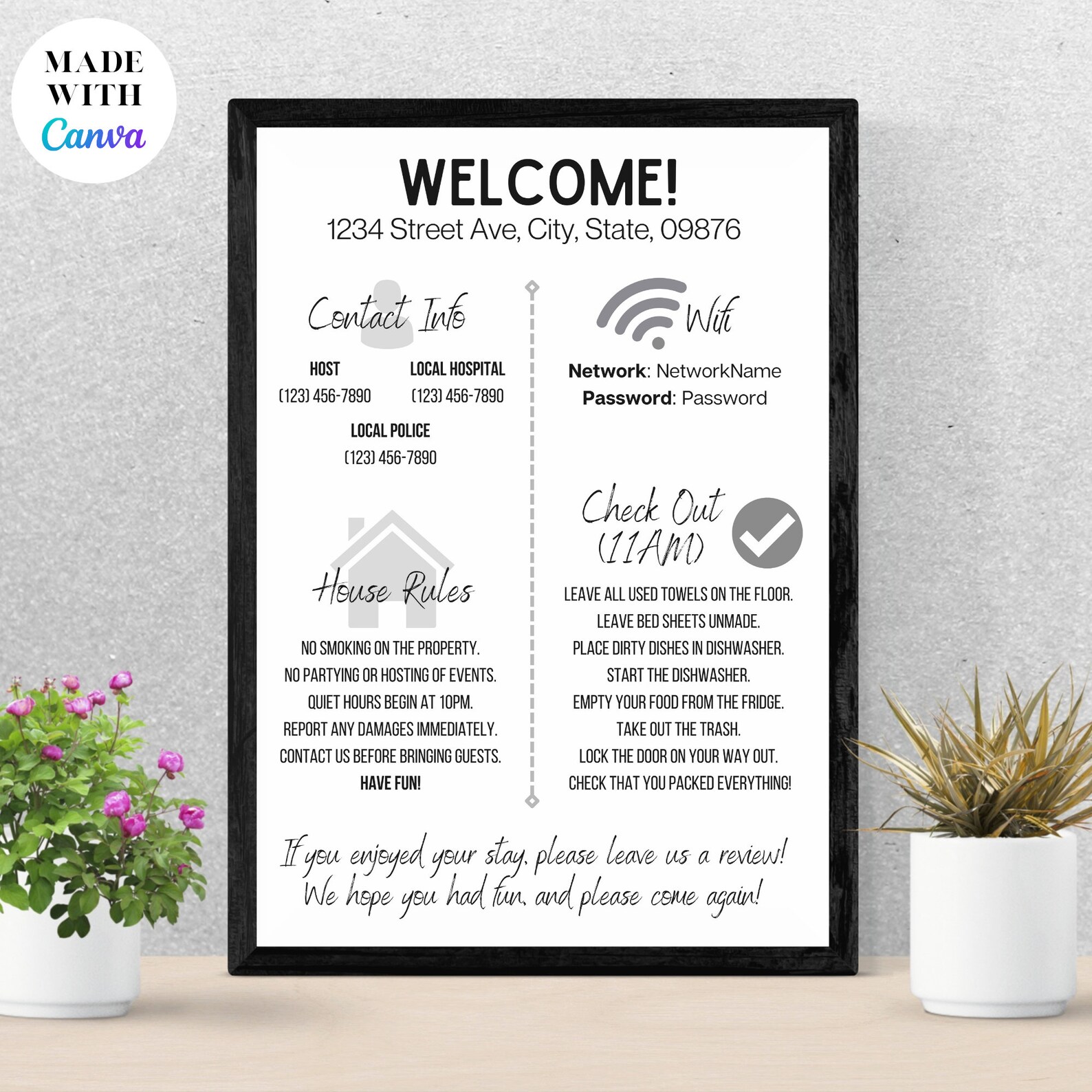 Airbnb Welcome, Welcome Sign, Airbnb, 1 Page Airbnb Welcome Sign ...
