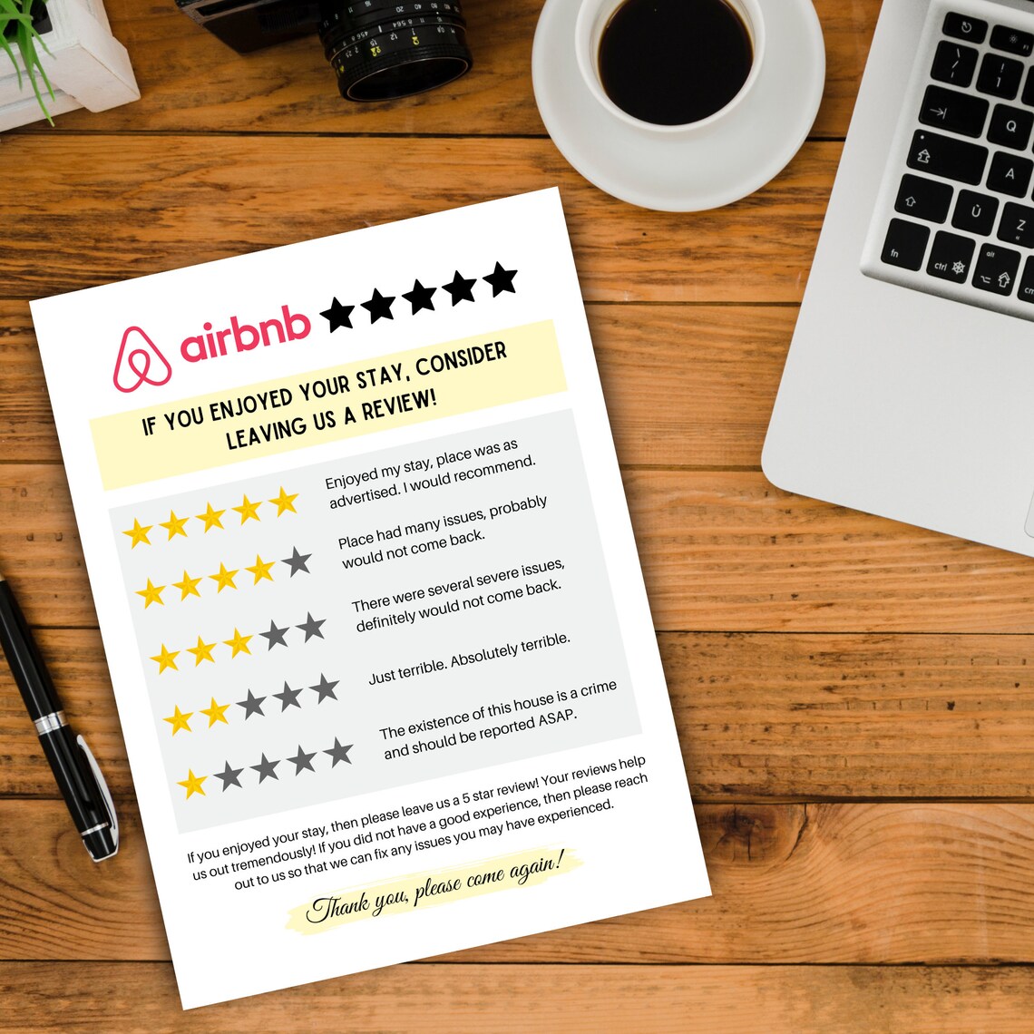 Airbnb Welcome Sign Review Guide Airbnb 1 Page Airbnb - Etsy