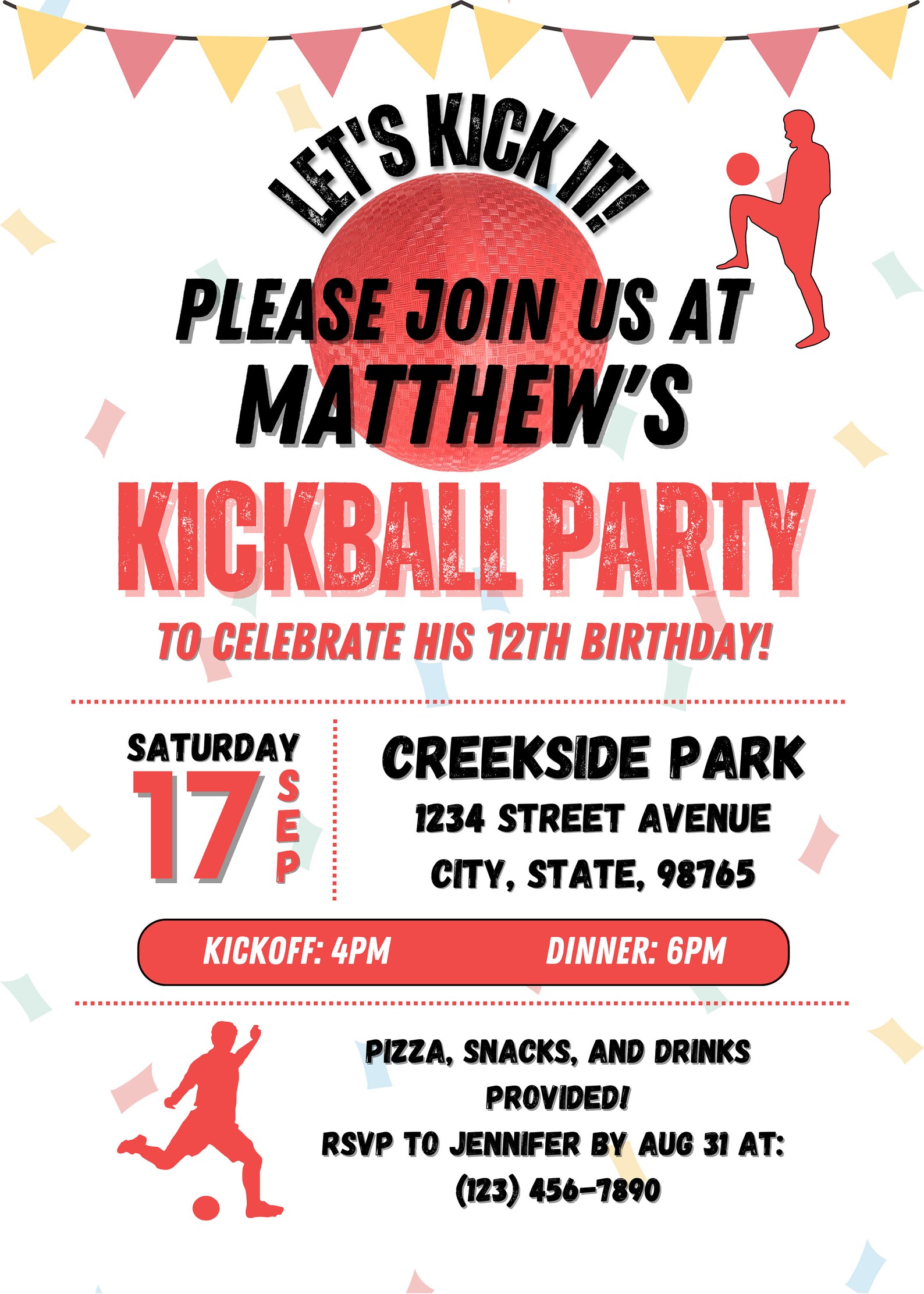 Kickball Party Invitation | Kickball Party | Kickball | Digital ...