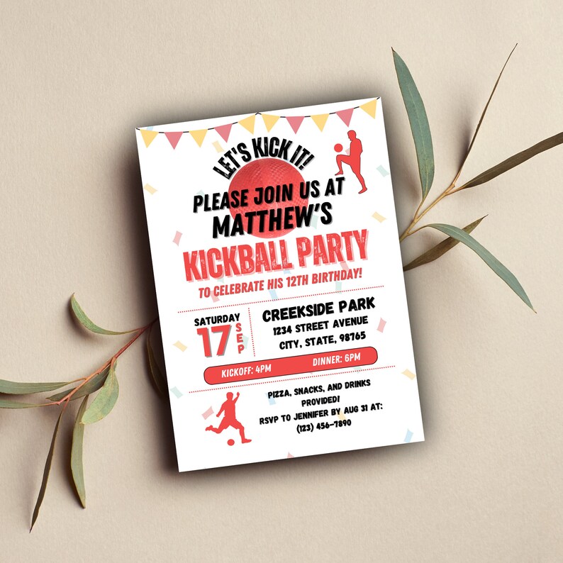 Kickball Party Invitation | Kickball Party | Kickball | Digital ...