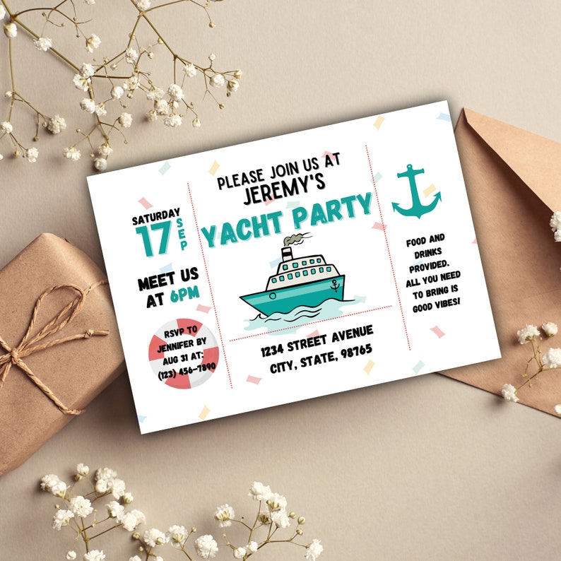 Yacht Birthday Party Invitation TEMPLATE | Yacht Party Invitation ...