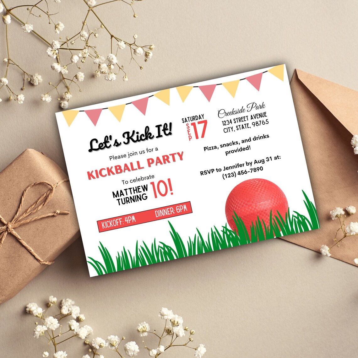 Kickball Party Invitation | Kickball Party | Kickball | Digital ...