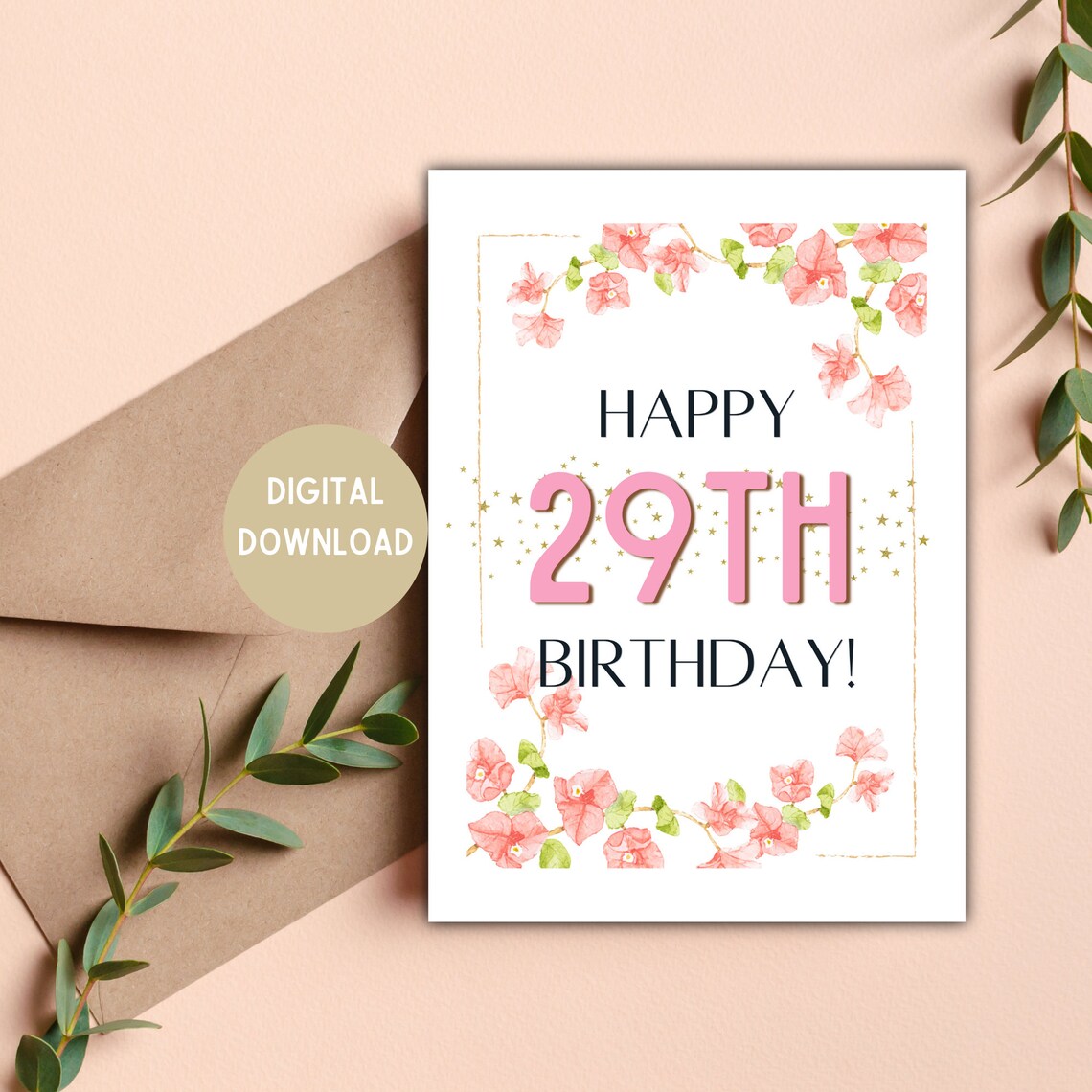 29th Birthday Card 29th Birthday DIGITAL DOWNLOAD 29th - Etsy