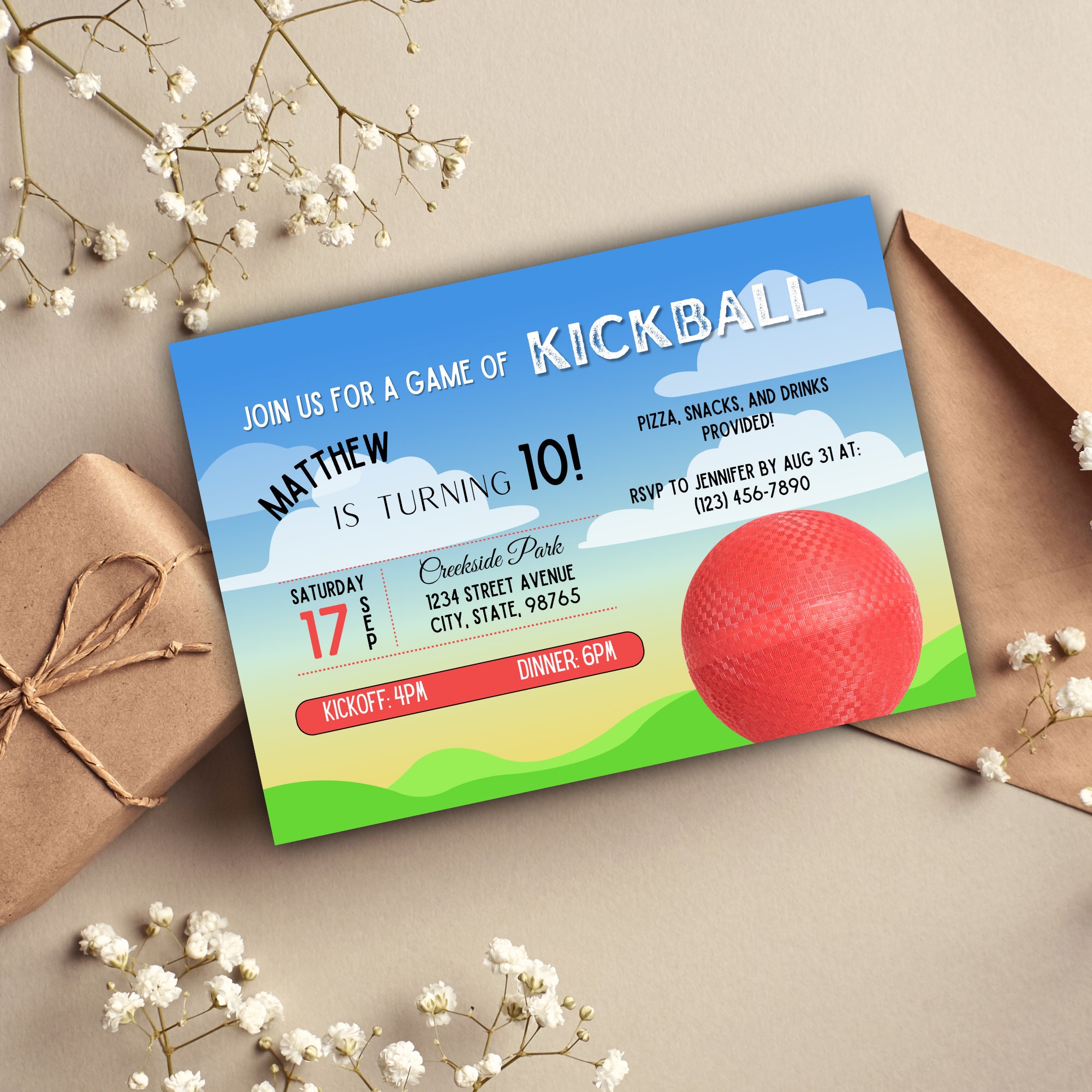 Kickball Party Invitation Kickball Party Kickball - Etsy