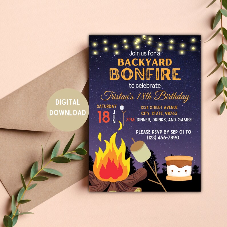 Bonfire Invitation DIGITAL TEMPLATE Bonfire Night Booze and Bonfires ...