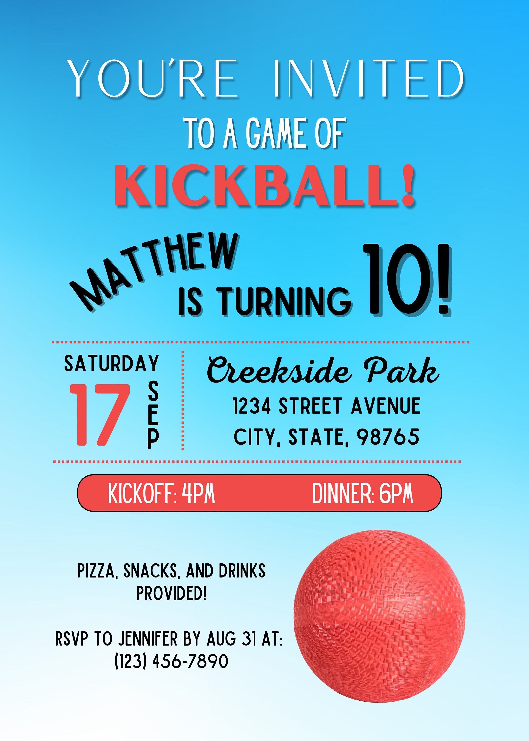 Kickball Party Invitation | Kickball Party | Kickball | Digital ...