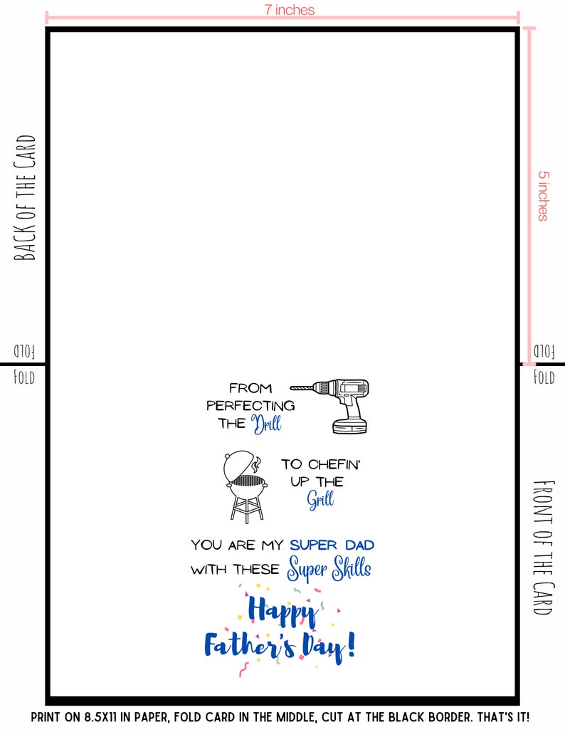Father's Day Printable Foldable Card Template Fathers Day Card Gift for ...