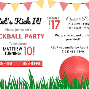 Kickball Party Invitation | Kickball Party | Kickball | Digital ...
