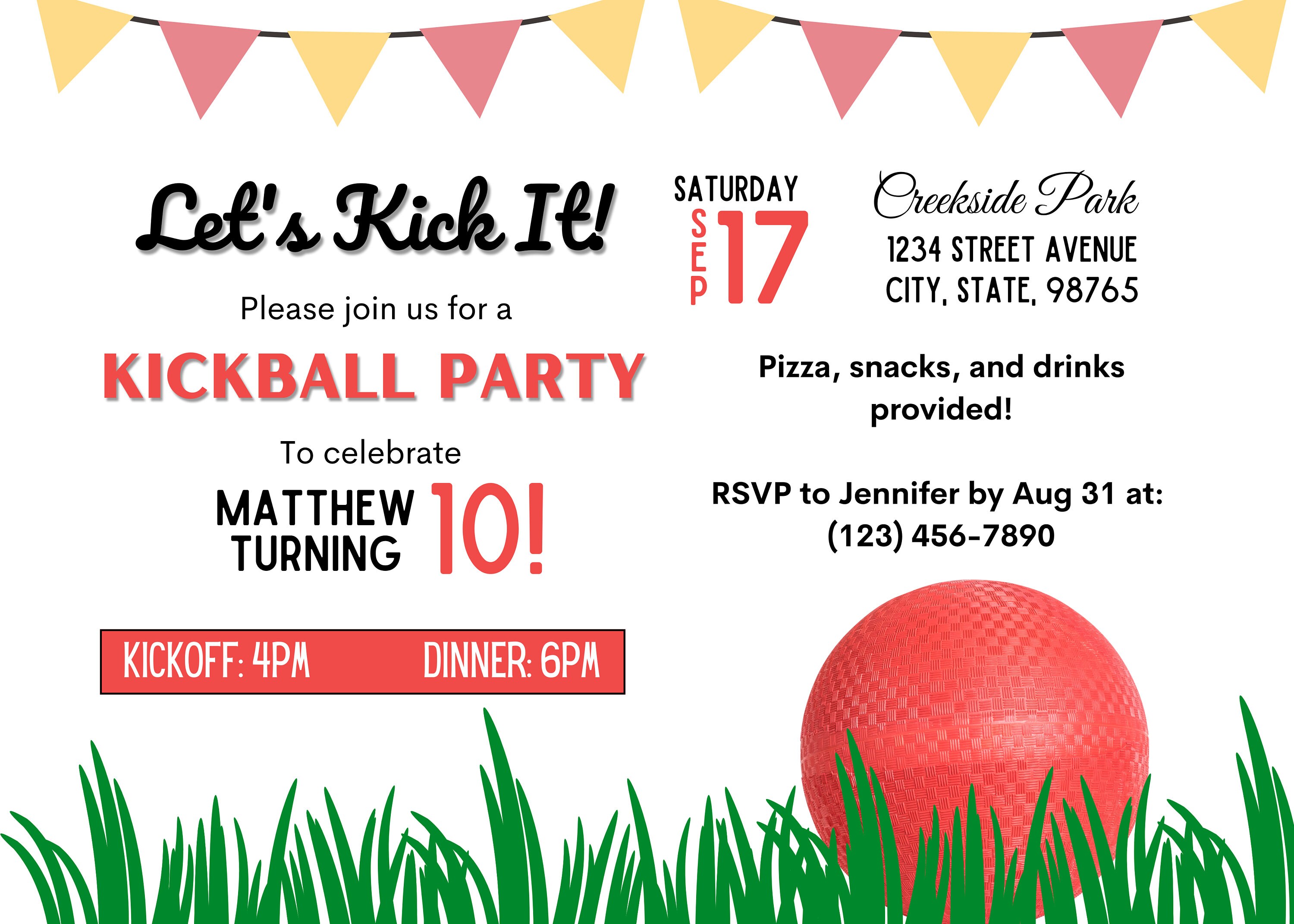 Kickball Party Invitation | Kickball Party | Kickball | Digital ...