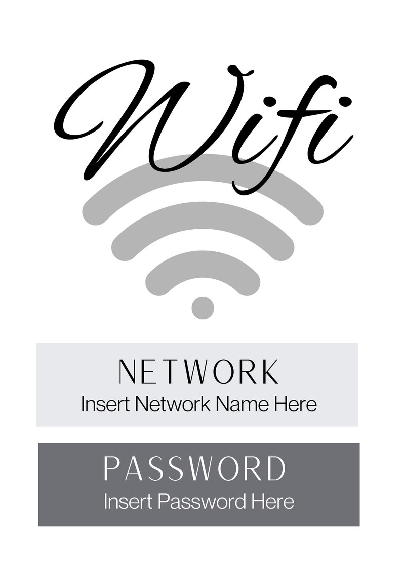 Wi-fi Password Sign (1 Page DIGITAL DOWNLOAD), Wi Fi Password Sign ...
