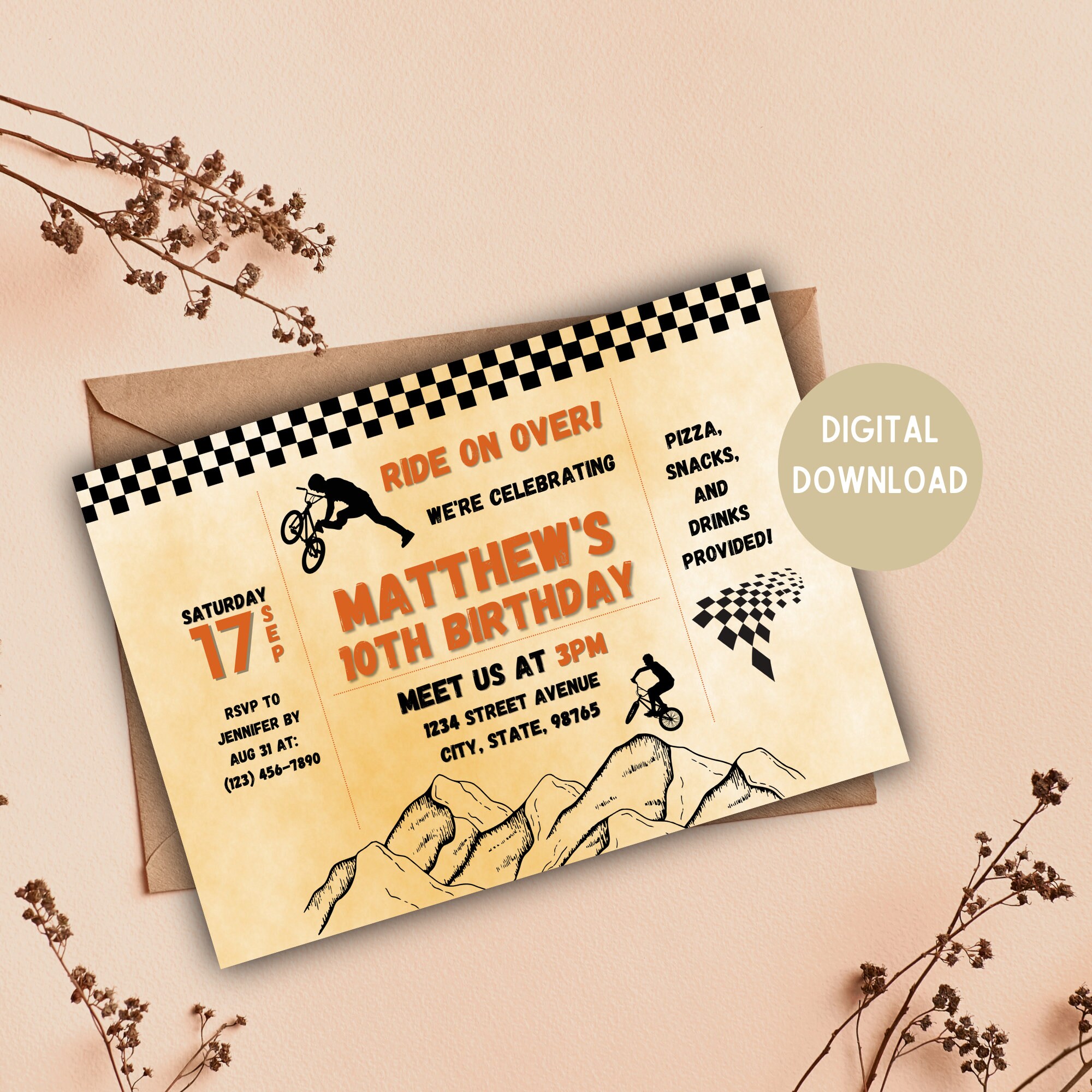 BMX Birthday Invite | BMX Birthday | Digital Download | Mx Bmx Font Bmx ...