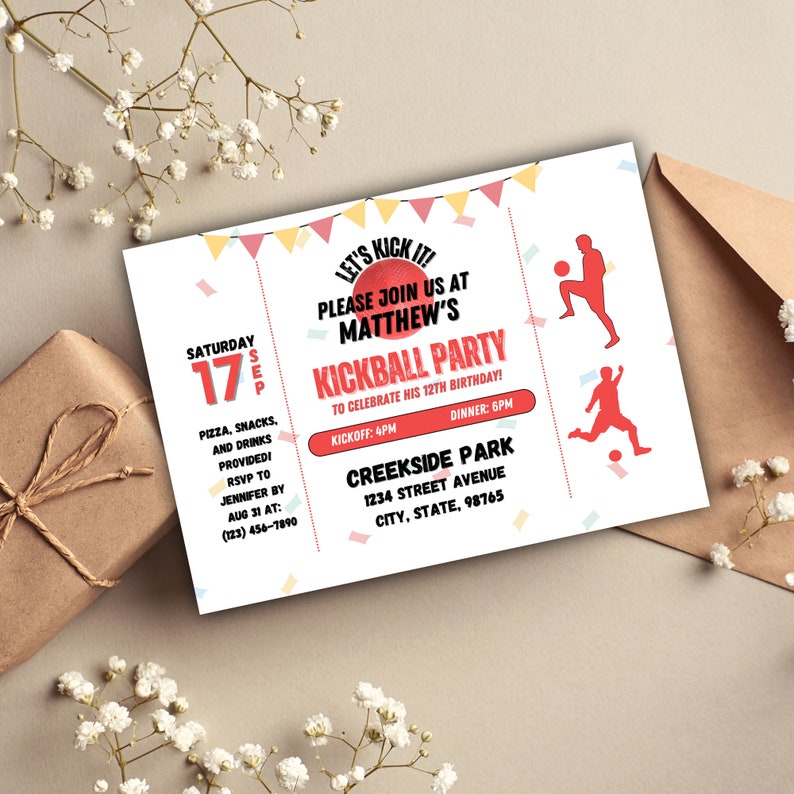 Kickball Party Invitation | Kickball Party | Kickball | Digital ...