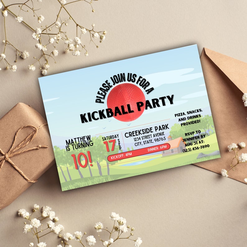 Kickball Party Invitation | Kickball Party | Kickball | Digital ...