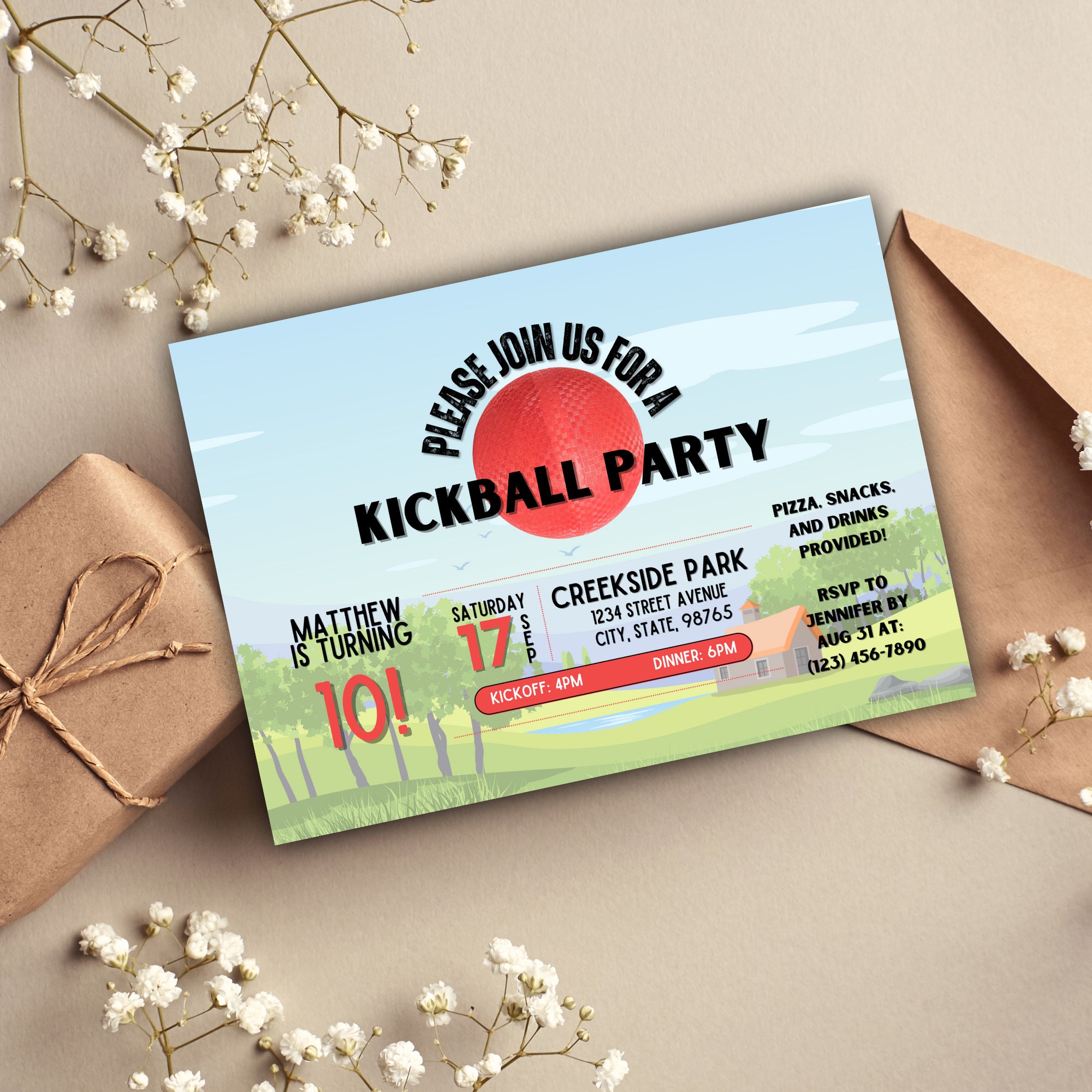 Kickball Party Invitation | Kickball Party | Kickball | Digital ...