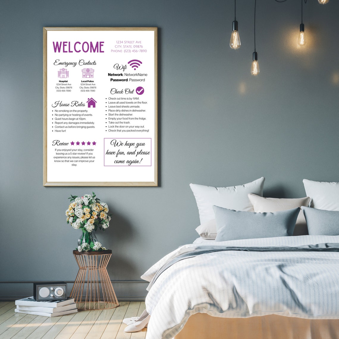 Airbnb Welcome, Air Bnb Welcome Sign, Airbnb, 1 Page Airbnb Welcome ...