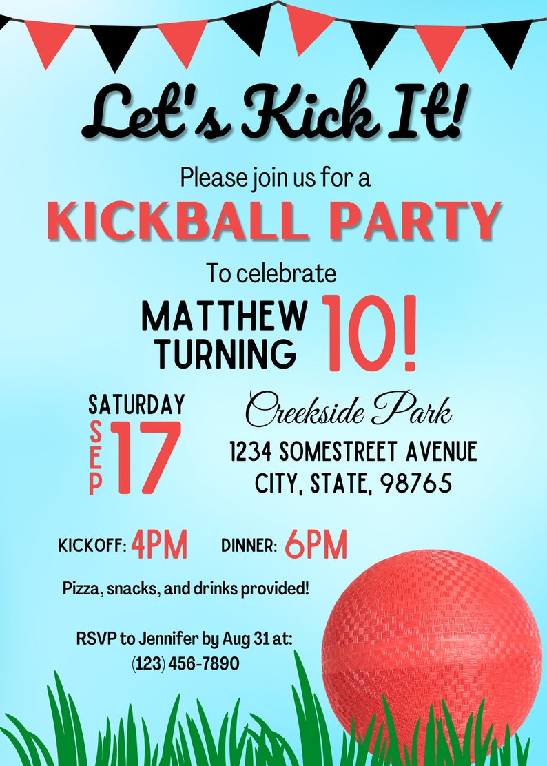 Kickball Party Invitation Kickball Party Kickball Digital