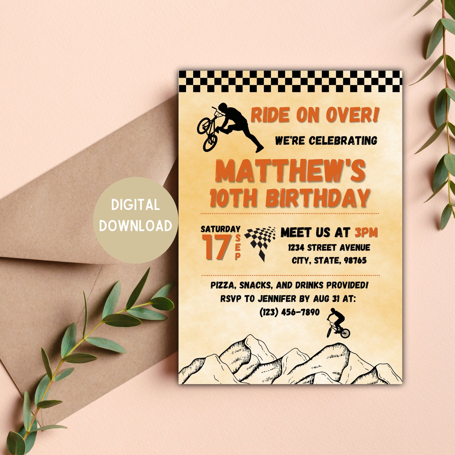 BMX Birthday Invite | BMX Birthday | Digital Download | Mx Bmx Font Bmx ...