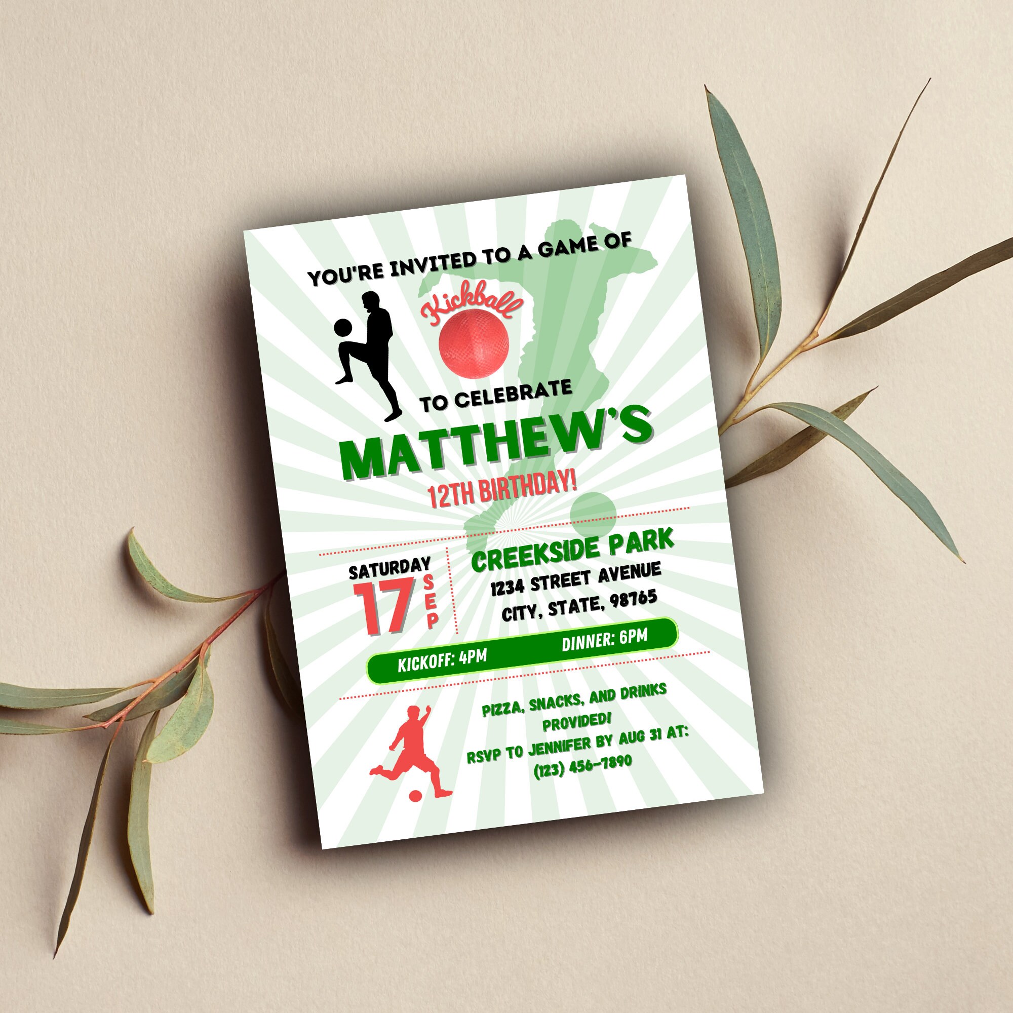Kickball Party Invitation Kickball Party Kickball Digital Download 5x7 ...