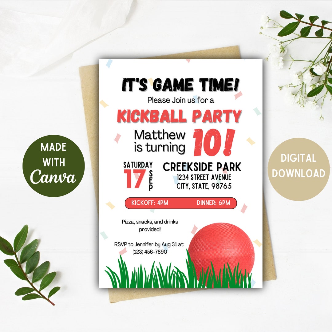 Kickball Party Invitation | Kickball Party | Kickball | Digital ...