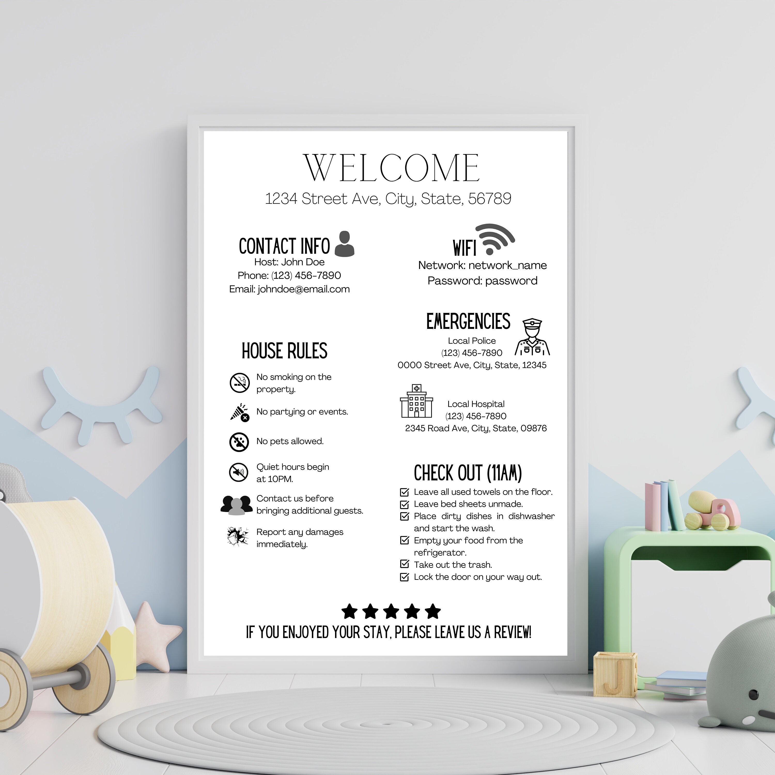 Airbnb Welcome, Welcome Sign, Airbnb, 1 Page Airbnb Welcome Sign ...