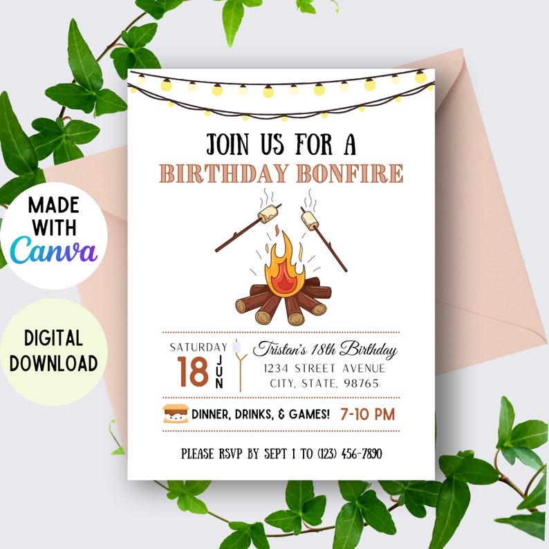 Bonfire Invitation | DIGITAL TEMPLATE | Bonfire Night | Booze and ...