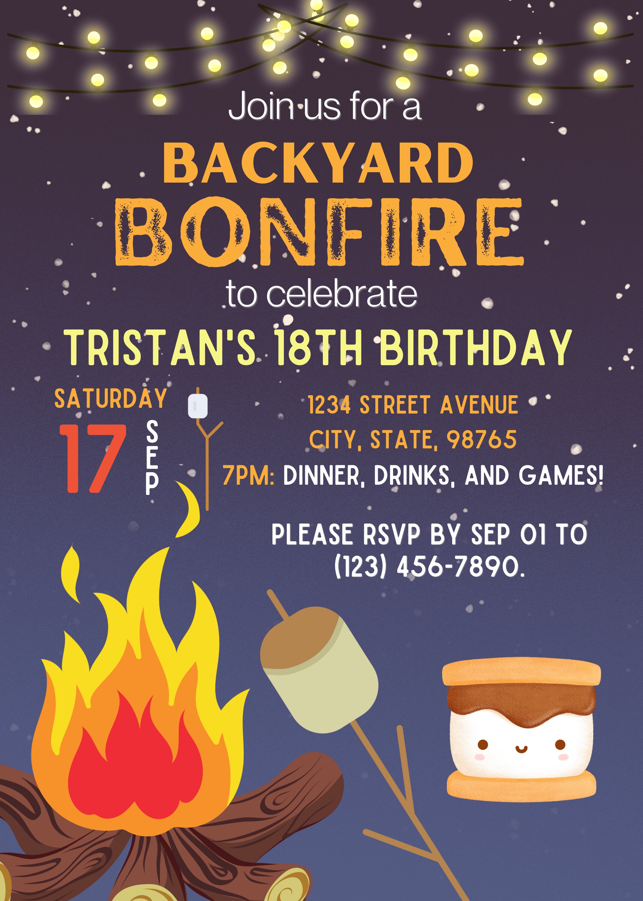 Bonfire Invitation DIGITAL TEMPLATE Bonfire Night Booze and Bonfires ...