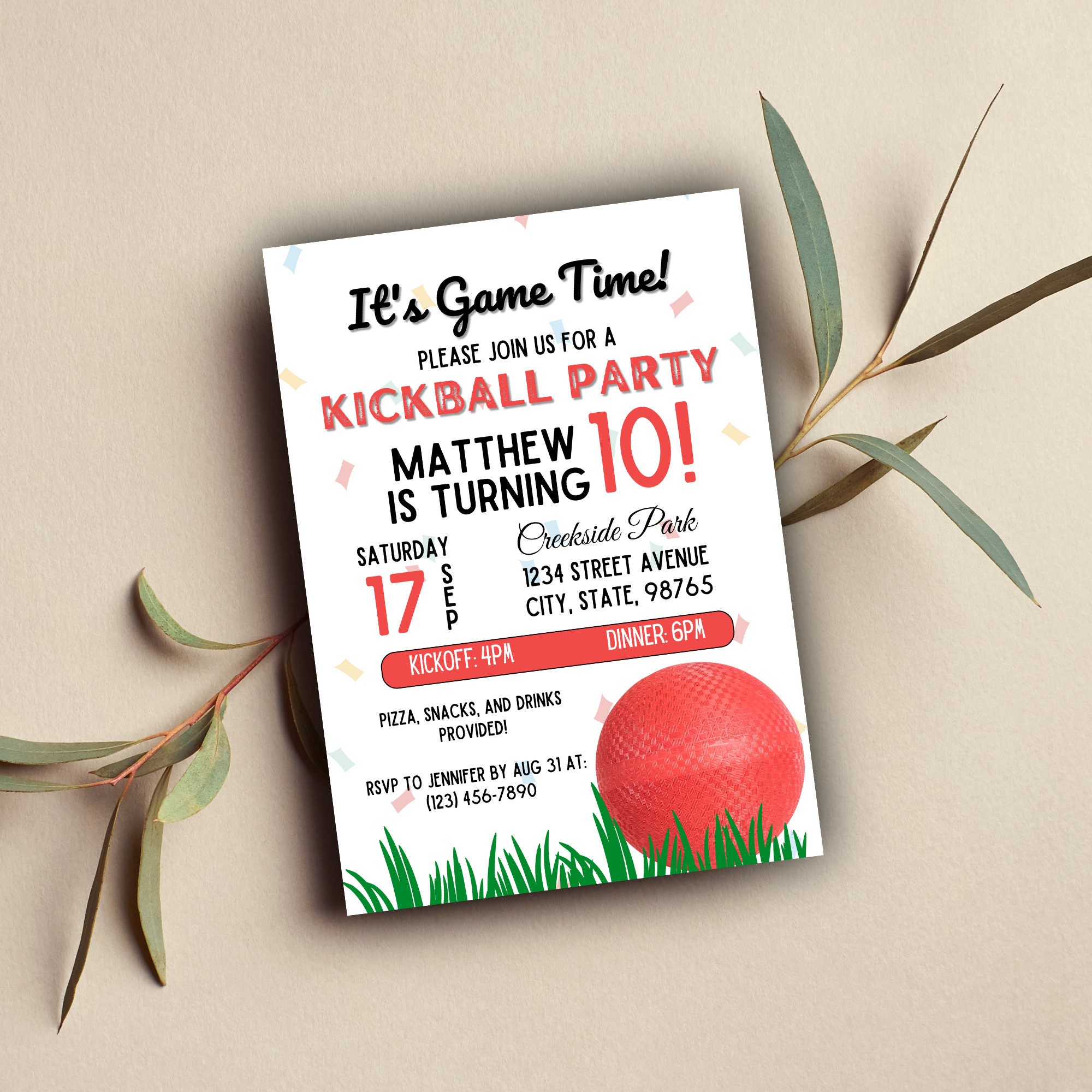 Kickball Party Invitation | Kickball Party | Kickball | Digital ...