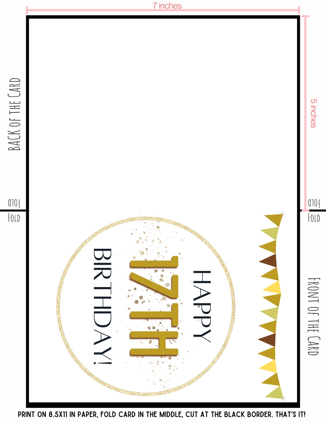 17th Birthday Card 17th Birthday DIGITAL DOWNLOAD 17th Birthday Card ...