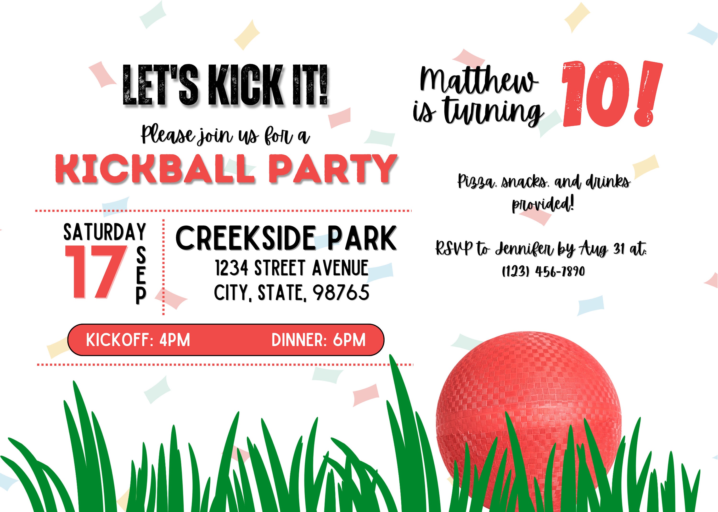 Kickball Party Invitation | Kickball Party | Kickball | Digital ...