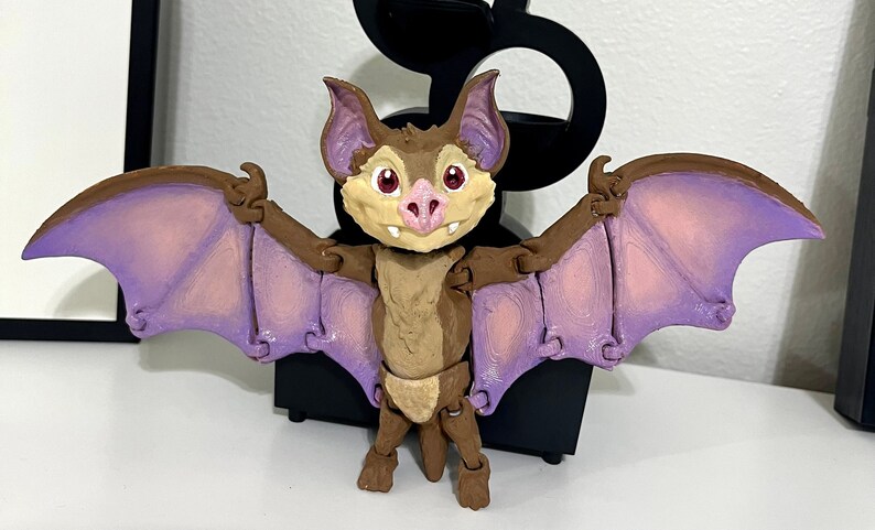 Flexi Articulated Bat Fidget Toy 3D Printed Hand Painted - Etsy