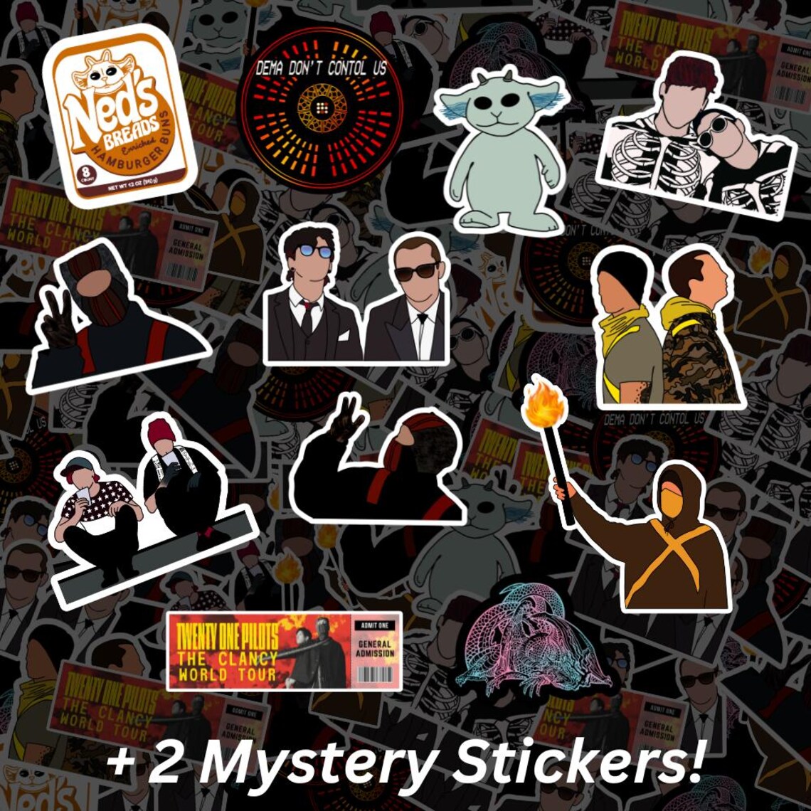 Twenty One Pilots Sticker Pack All 10 Designs 2 Mystery Stickers - Etsy