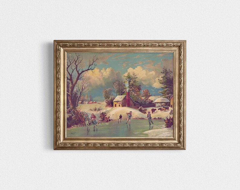 Vintage Ice Skating Gallery Wall Art Vintage Winter Gallery Wall ...