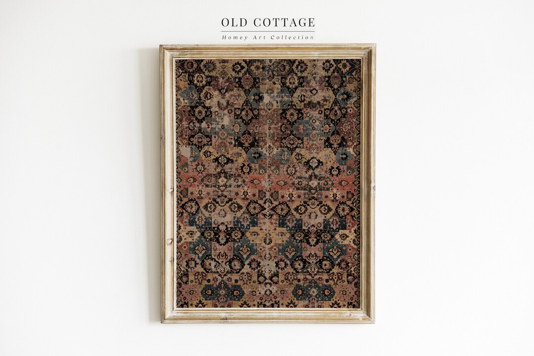 Vintage Gobelin Kunstdruck | Dunkelfarbiger Gemusterter Kunstdruck ...