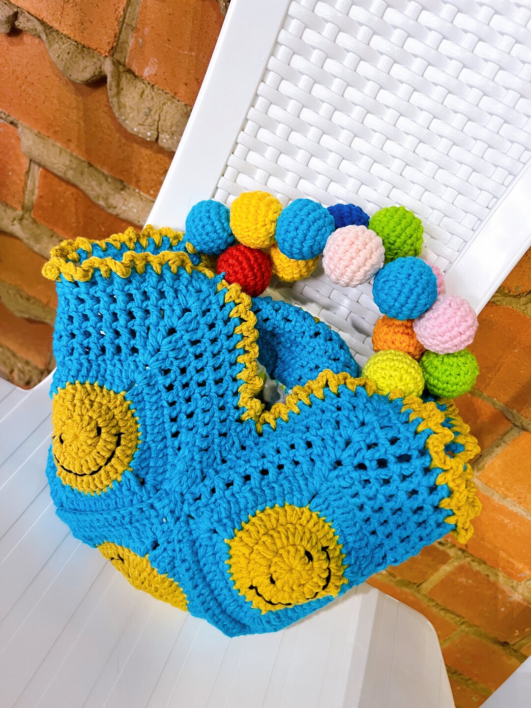 Blue Smiley Face Handbag - Etsy